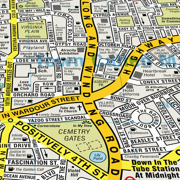 Song Map - Street Map Made Up Entirely From Song Titles – Dorothy