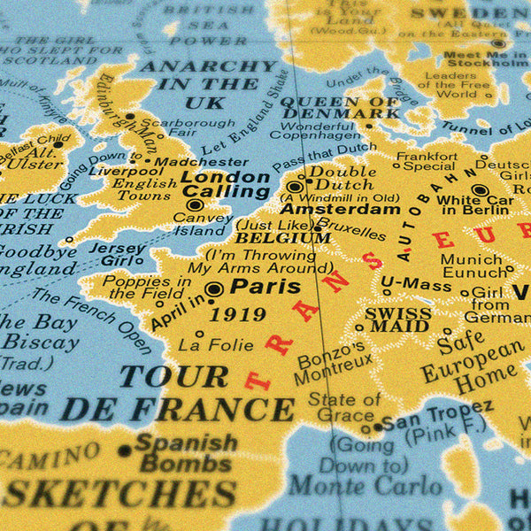 World Song Map (Special) - Print Made Up From Song Titles – Dorothy