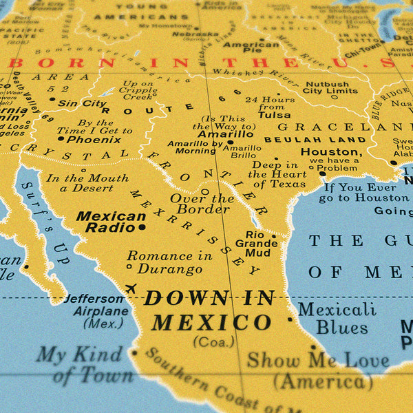 World Song Map (Special) - Print Made Up From Song Titles – Dorothy